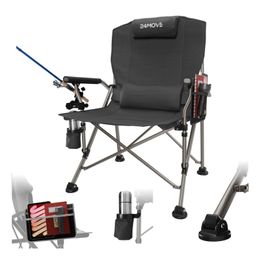 24MOVE&reg; Campingstuhl Anglerstuhl Klappstuhl faltbar Camping inkl. Tragetasche, bis 150kg belastbar, schwarz
