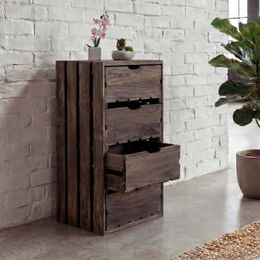 Kommode MCW-C62, Schubladenkommode Holzkiste, Shabby-Look Vintage, 4 Schubladen 70x32x26cm ~ braun