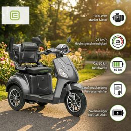 ECONELO E-Seniorenmobil Yogi-IQ, Blei-Akku, 3-Rad, 1000 Watt, Grau