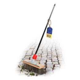 Novaliv Robuster Drahtbesen mit Stiel - Stahlbesen mit Teleskopstiel, Effiziente Moosentfernung, Drahtb&uuml;rste, f&uuml;r Pflastersteine & Garten, Stahldrahtbesen, Mooskratzer, Pizzabesen, Pizzastein B&uuml;rste