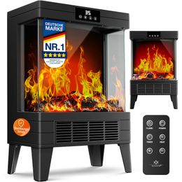Kesser&reg; LED Kamin Arvo mit Heizung elektrisch Kaminheizung Elektrokamin Standkamin mit realistischem Feuer -/ Flammeneffekt per Fernbedienung, Timer &Uuml;berhitzungsschutz Zwei Heizstufen, 1800W