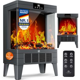 Kesser&reg; LED Kamin Arvo mit Heizung elektrisch Kaminheizung Elektrokamin Standkamin mit realistischem Feuer -/ Flammeneffekt per Fernbedienung, Timer &Uuml;berhitzungsschutz Zwei Heizstufen, 1800W