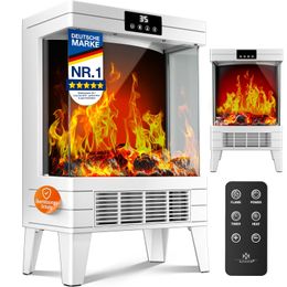 Kesser&reg; LED Kamin Arvo mit Heizung elektrisch Kaminheizung Elektrokamin Standkamin mit realistischem Feuer -/ Flammeneffekt per Fernbedienung, Timer &Uuml;berhitzungsschutz Zwei Heizstufen, 1800W