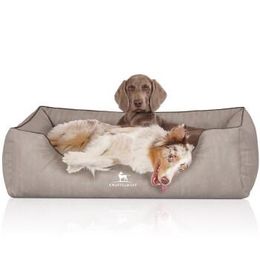 Knuffelwuff Orthop&auml;disches Hundebett Tampa aus laser-gestepptem Kunstleder grau XL