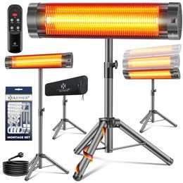 Kesser&reg; Infrarotstrahler Heizstrahler Terrassenstrahler 2500W mit Fernbedienung inkl. Schutzh&uuml;lle h&ouml;henverstellbarem Teleskopstativ Wickeltischstrahler Terrassenheizer Quarzstrahler Infrarot