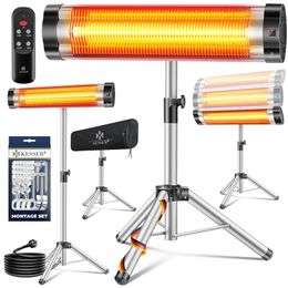 Kesser&reg; Infrarotstrahler Heizstrahler Terrassenstrahler 2500W mit Fernbedienung inkl. Schutzh&uuml;lle h&ouml;henverstellbarem Teleskopstativ Wickeltischstrahler Terrassenheizer Quarzstrahler Infrarot
