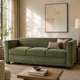 MCW 3er Sofa Lille, Couch Loungesofa 3-Sitzer, Nosagfederung Stoff/Textil Chenille (260g/m&sup2;) 190cm ~ gr&uuml;n