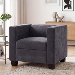 MCW Sessel Lille, Loungesessel Polster-/Cocktailsessel, Nosagfederung Stoff/Textil Chenille (260g/m&sup2;) ~ dunkelgrau