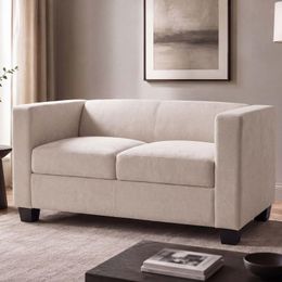 MCW 2er Sofa Lille, Couch Loungesofa 2-Sitzer, Nosagfederung Stoff/Textil Chenille (260g/m&sup2;) 136cm ~ beige