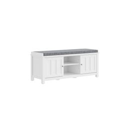 sobuy Schuhbank mit 2 T&uuml;ren Wei&szlig; 105x35x43cm Modern