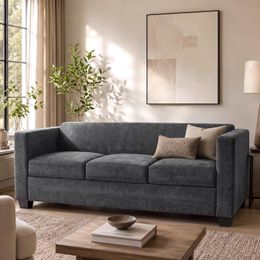 MCW 3er Sofa Lille, Couch Loungesofa 3-Sitzer, Nosagfederung Stoff/Textil Chenille (260g/m&sup2;) 190cm ~ dunkelgrau