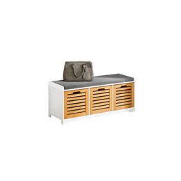 sobuy Schuhbank mit 3 Schubladen Holzfarbe 105x43x35cm Klassisch