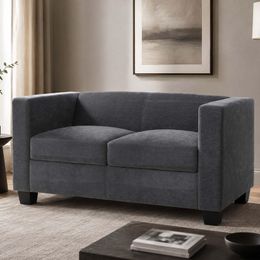 MCW 2er Sofa Lille, Couch Loungesofa 2-Sitzer, Nosagfederung Stoff/Textil Chenille (260g/m&sup2;) 136cm ~ dunkelgrau