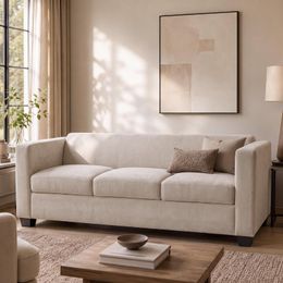 MCW 3er Sofa Lille, Couch Loungesofa 3-Sitzer, Nosagfederung Stoff/Textil Chenille (260g/m&sup2;) 190cm ~ beige