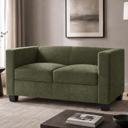 MCW 2er Sofa Lille, Couch Loungesofa 2-Sitzer, Nosagfederung Stoff/Textil Chenille (260g/m&sup2;) 136cm ~ gr&uuml;n
