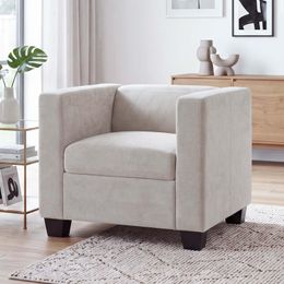 MCW Sessel Lille, Loungesessel Polster-/Cocktailsessel, Nosagfederung Stoff/Textil Chenille (260g/m&sup2;) ~ beige