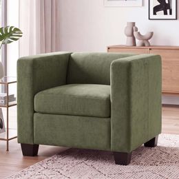 MCW Sessel Lille, Loungesessel Polster-/Cocktailsessel, Nosagfederung Stoff/Textil Chenille (260g/m&sup2;) ~ gr&uuml;n