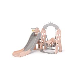 Chipolino Kinderrutsche, Schaukel, Basketballkorb, Ball, drei Stufen, ab 1 Jahr rosa