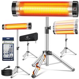 Kesser&reg; Infrarotstrahler Heizstrahler Terrassenstrahler 2500W mit Fernbedienung inkl. Schutzh&uuml;lle h&ouml;henverstellbarem Teleskopstativ Wickeltischstrahler Terrassenheizer Quarzstrahler Infrarot
