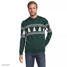 LANDS' END Fair Isle Pullover Drifter aus reiner Baumwolle, Herren, size: regular, Gr&uuml;n, Baumwolle, by Lands' End