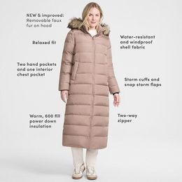 LANDS' END Maxi-Daunenmantel mit Kapuze f&uuml;r Damen in Plus-Gr&ouml;&szlig;e, Damen, size: plus, Braun, Polyester, by Lands' End