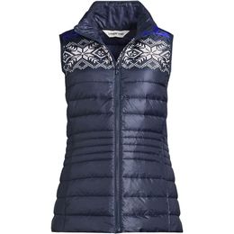 LANDS' END Gemusterte verstaubare Wanderweight&trade; Daunenweste in Plus-Gr&ouml;&szlig;e, Damen, size: plus, Blau, by Lands' End