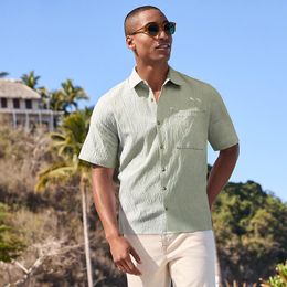 LANDS' END Crinkle-Hemd f&uuml;r Herren, Herren, size: regular, Gr&uuml;n, Wolle, by Lands' End