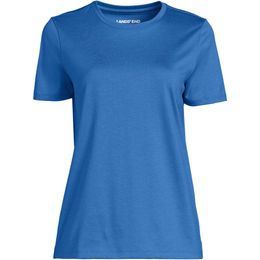 LANDS' END Supima Kurzarm-Shirt mit rundem Ausschnitt f&uuml;r Damen, Damen, size: regular, Blau, Baumwolle, by Lands' End