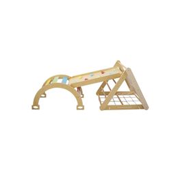 Chipolino Holz-Kindercenter 6 in 1 Kletterwand Rutsche Kletterseil Kletterrampe braun