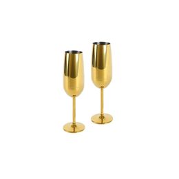 ECHTWERK Sektglas Set, 2-teilig, Edelstahl Sektkelche, Champagnergl&auml;ser, bruchsicher, 250 ml