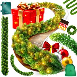 Kesser&reg; Weihnachtsgirlande Naturgetreues Tannengr&uuml;n - wie echt - IP 44 Outdoor & Indoor Girlande - Treppen, T&uuml;r, Balkon, Weihnachtsdeko + Tasche - Dunkelgr&uuml;n