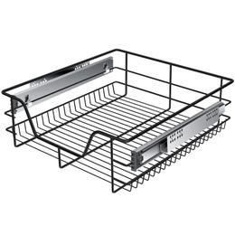 Kesser&reg; Teleskopschublade 30-60cm Schrankbreite verchromt aus Edelstahl Schubladeneinsatz f&uuml;r K&uuml;chenschrank Korbauszug Schrankauszug