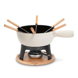 La Fonderie 1890 6-Personen Mont Blanc Fondue-Set aus Gusseisen, K&auml;se- und Schokoladenfondue, 6 Gabeln Kapazit&auml;t 1.8L