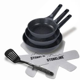 Stoneline&reg; SMART Pfannen-Set, 3tlg., 20/24/28 cm, abnehmbaren Griffen, induktionsgeeignet, Aluguss, Antihaftbeschichtung mit echten Steinpartikeln