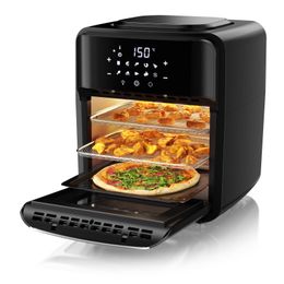 arendo Hei&szlig;luftfritteuse 12 l, 1800 W, Multifunktionsofen mit Backofen- und D&ouml;rrfunktion, 10 Programme, Touch-Bedienung und Zubeh&ouml;r