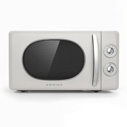 SWEISS Vintage-Mikrowelle MOVI8, 20L Beige, 700W, 6 Kochstufen, Auftaufunktion, Drehteller 24,5 cm, Timer bis zu 30 Minuten