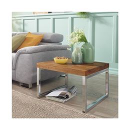 FineBuy Couchtisch quadratisch 60cm Sheesham Massivholz Wohnzimmertisch Beistelltisch