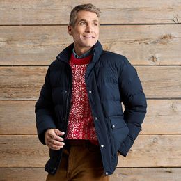 LANDS' END Wasserabweisende Daunenjacke, Herren, size: regular, Blau, Polyester/Daunen, by Lands' End