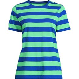 LANDS' END Supima Kurzarm-Shirt mit rundem Ausschnitt f&uuml;r Damen in Petite-Gr&ouml;&szlig;e, Damen, size: petite, Blau, Baumwolle, by Lands' End