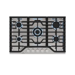 Klarstein Turbocast Gaskochfeld 304er Edelstahl 5 Brenner Profi-Gusseisenhalter Wok-Brenner