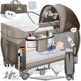 Kidiz&reg; Babybett Reisebett Kinderreisebett Faltbar mit Matratze 120x60, Seiteneingang, Wickelauflage, Mosktionetz, Spielbogen & Tragetasche Baby Beistellbett Kinderbett ab Geburt bis 15 kg