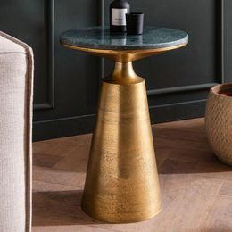 Beistelltisch FineBuy Anstelltisch Echter Marmor 40 cm Wohnzimmertisch Gr&uuml;n