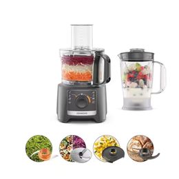 Kenwood FDP31.360GY MultiPro Compact K&uuml;chenmaschine (800 Watt, 2 Geschwindigkeitsstufen, Impulsfunktion, 2,1 Liter Kompakte-K&uuml;chenmaschine, 1,2 Liter Standmixer, Teighaken, Messereinsatz, 2mm und 4mm Schneid-/Raspelscheibe, Zitruspresse, Emulgierscheibe,