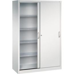 C + P Schiebet&uuml;ren-Werkzeugschrank Acurado, B 1200 x T 500 x H 1950 mm, je Fachboden 110 kg, Stahl, lichtgrau