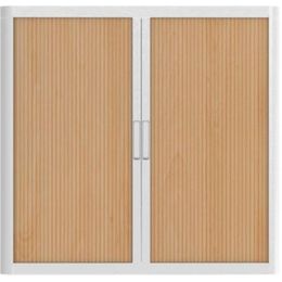 easyOffice by PAPERFLOW Rollladenschrank, abschlie&szlig;bar, B 1100 x T 415 x H 1040 mm, Kunststoff/Metall, wei&szlig;/buche