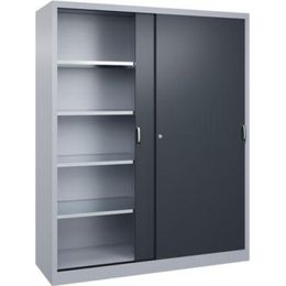C + P Schiebet&uuml;ren-Werkzeugschrank Acurado, B 1600 x T 500 x H 1950 mm, je Fachboden 110 kg, Stahl, wei&szlig;aluminium/anthrazitgrau