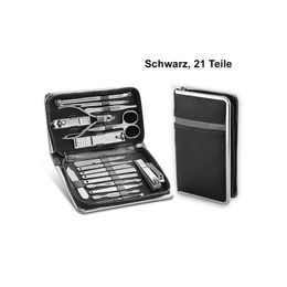 TPFBeauty Manik&uuml;re- & Pedik&uuml;re-Set 21-teilig aus Kunstleder - Schwarz
