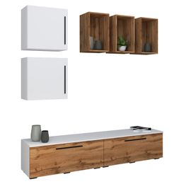 Vcm TV M&ouml;bel Wohnwand mit ausreichend Stauraum Anbauwand Ma&szlig;e H. 200 x B. 190 x T. 40 cm Fernseh M&ouml;bel &ndash; Arila L