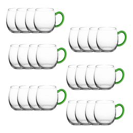 24 xWeinseidel mit gr&uuml;nem Henkel 250 ml Weinglas geeicht Glas Wei&szlig;weinglas Gl&uuml;hweingl&auml;ser Gl&uuml;hweintasse Punchgl&auml;ser Teegl&auml;ser mit Henkel Schorleglas