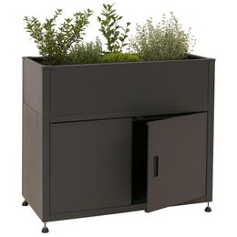 Hochbeet MCW-O85, Metallhochbeet Blumenkasten Pflanzk&uuml;bel Stauraum, Metall 33kg 91x101x51cm ~ anthrazit